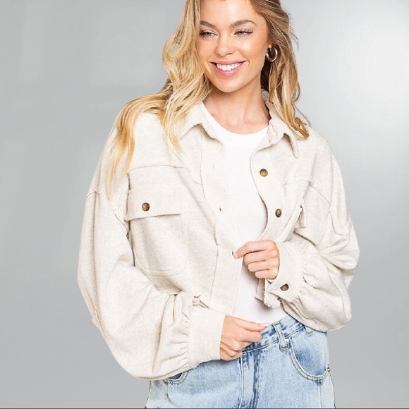 POL | Jackets & Coats | Oversized Raw Edge Cropped Jacket | Poshmark